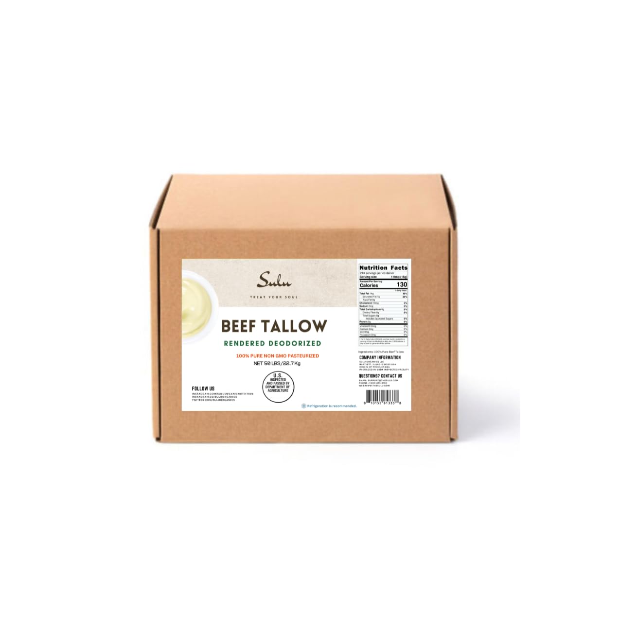 50 LBS Triple Rendered Deodorized Beef Tallow-All Purpose-Food-Cosmetic ...