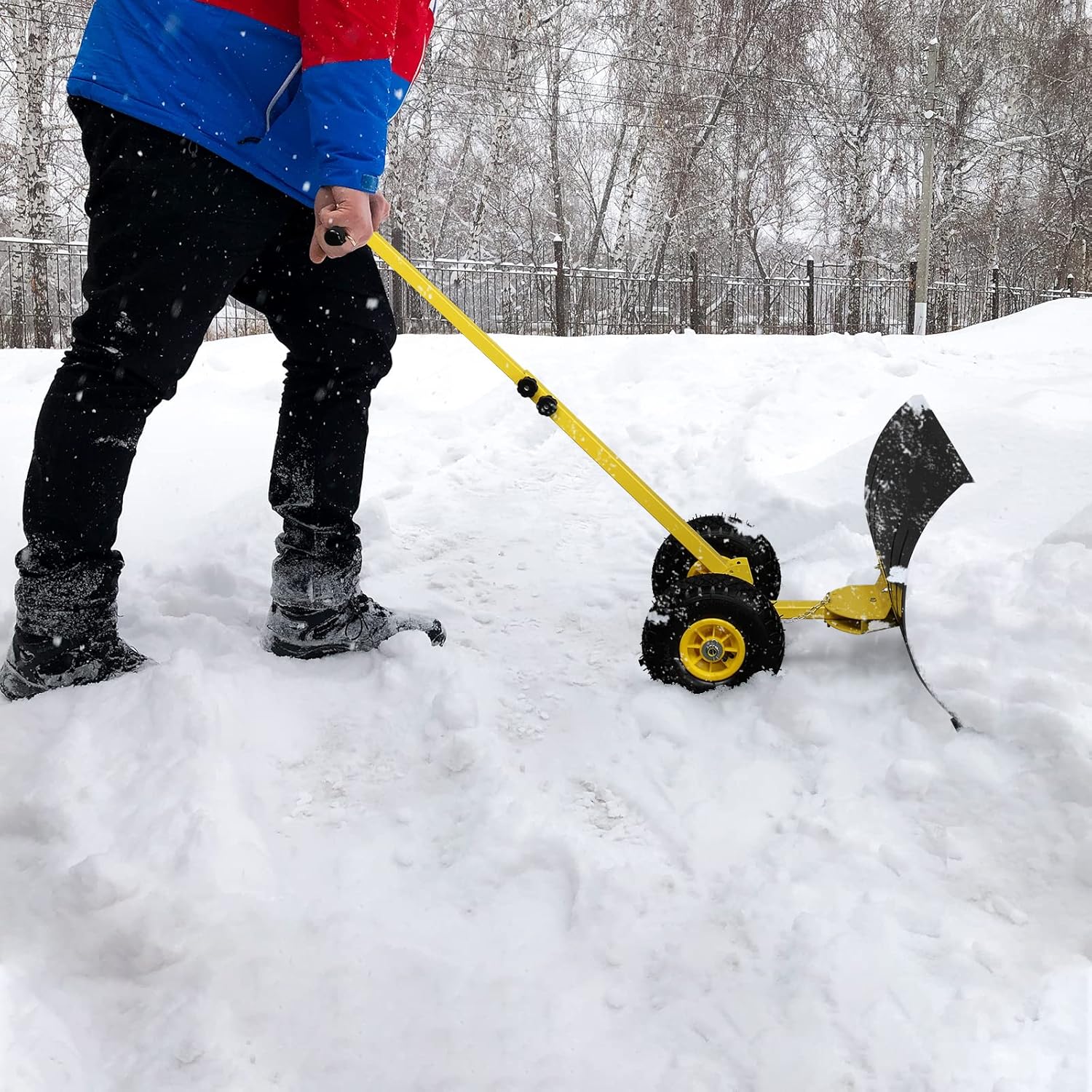Heavy Duty Rolling Snow Pusher - Human-Powered Snow Plow on Wheels ...